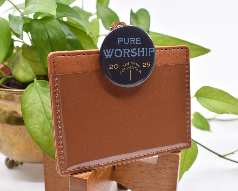 Badge Holder : Brown – Happier To Give